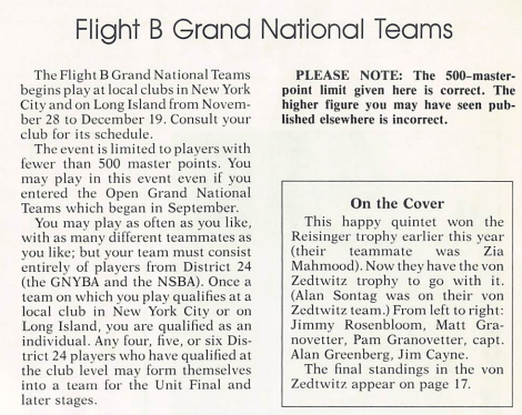WOW: The GNYBA Bulletin from 1984 | Greater New York Bridge Association